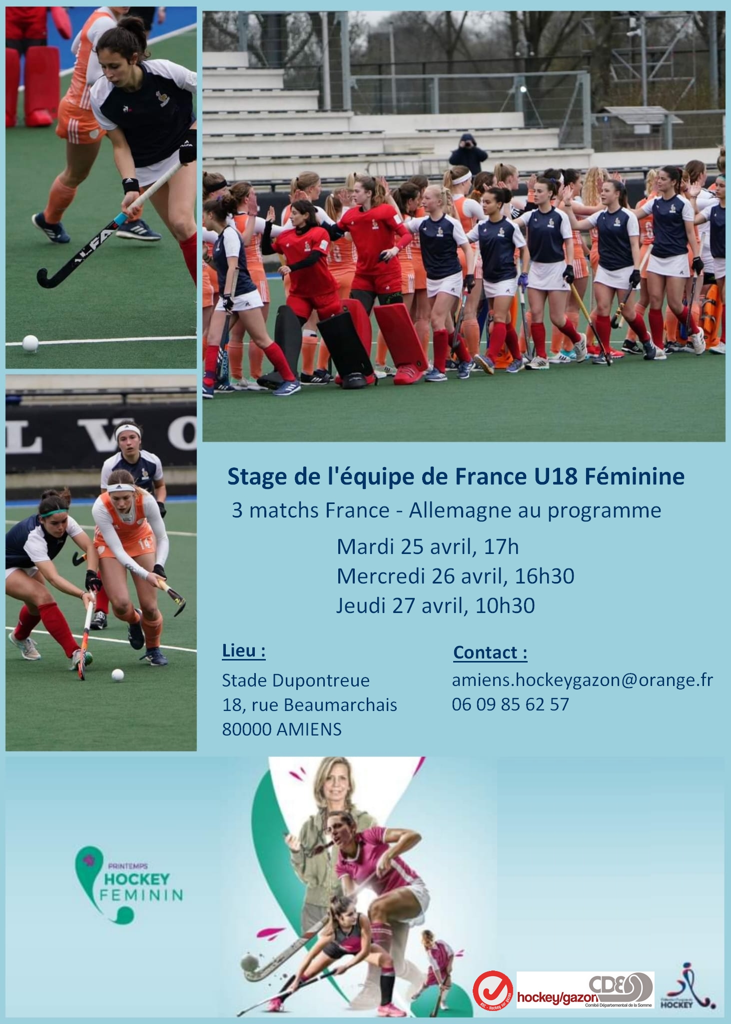 HOCKEY SUR GAZON : L'équipe de France U18 féminine en stage à Amiens ...